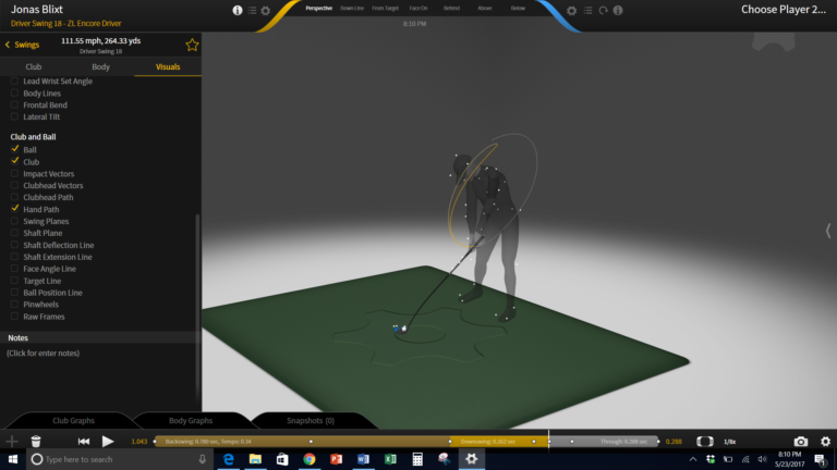 Gears Golf Settings: Visuals Tab - Gears Sports