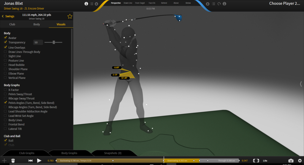 Visuals -pelvis angles - turn,bend,side bend - Gears Sports
