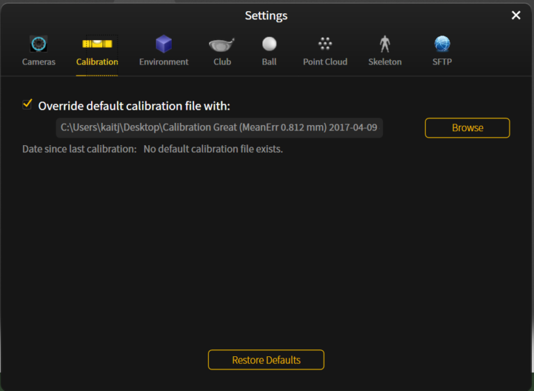Gears Settings: Calibration - Gears Sports