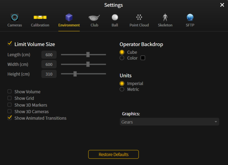Gears Settings: Environment - Gears Sports
